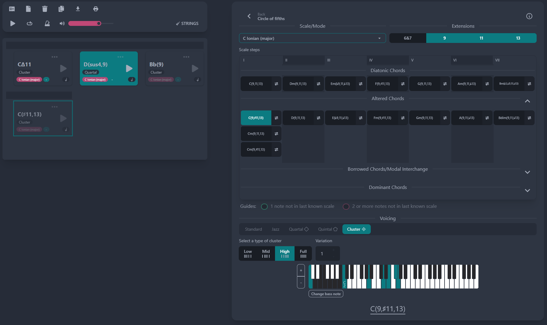 It's easy to use find different voicings in Mindful Harmony